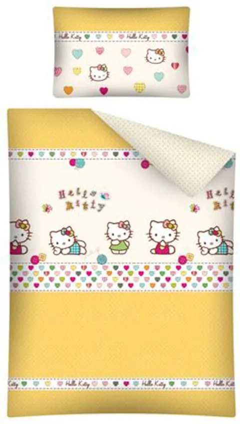 Detexpol Povlečení do postýlky Hello Kitty žlutá bavlna 100/135, 40/60 cm
