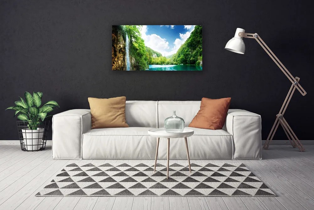 Obraz na plátně Hora Les Jezero Příroda 120x60 cm
