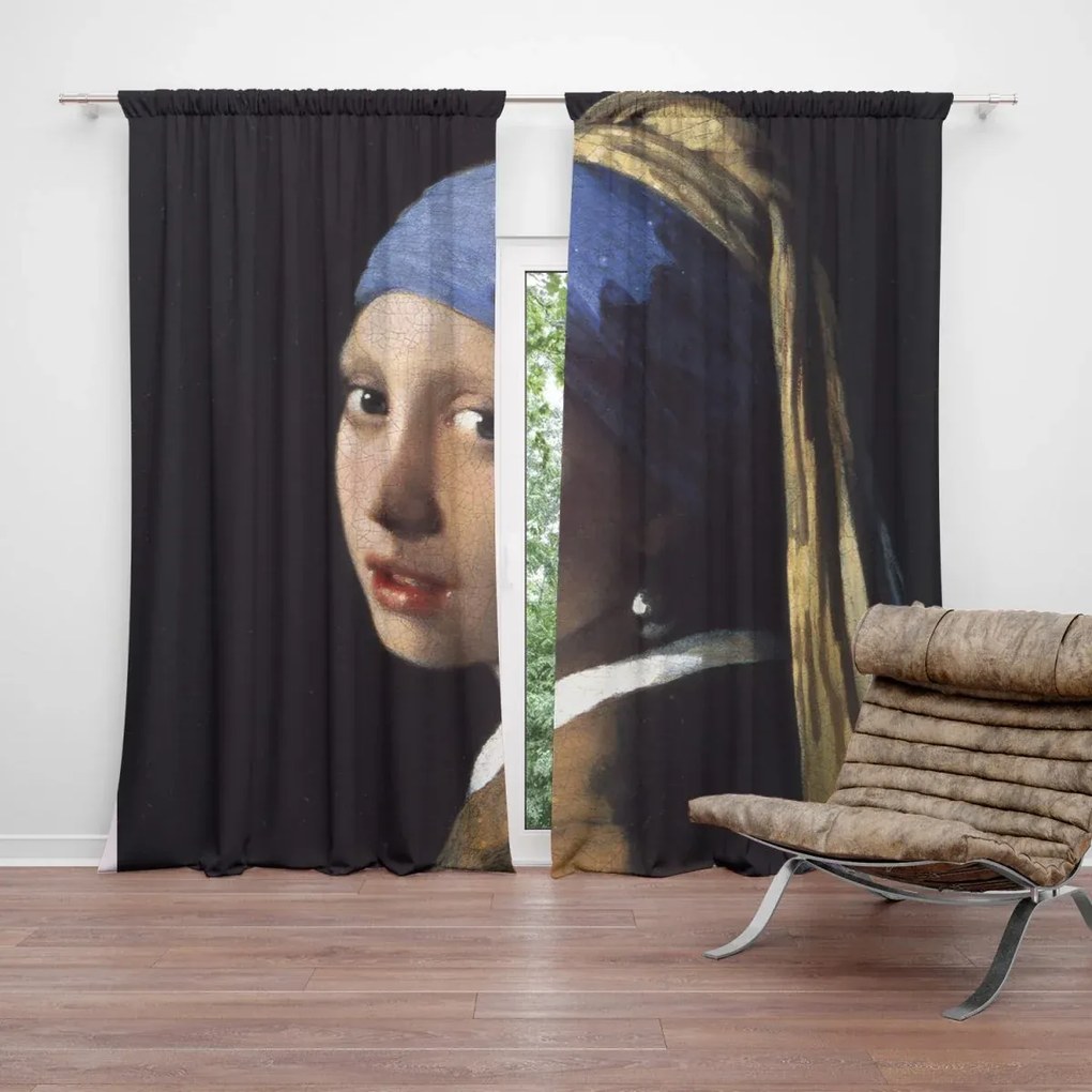Sablio Závěs Dívka s perlou - Johannes Vermeer: 2ks 140x250cm