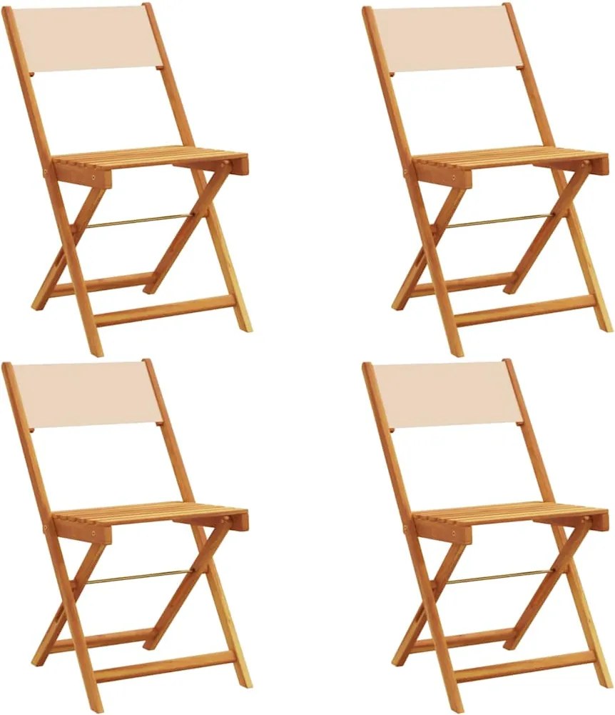 Skládací židle 4 ks, béžová látka a masivní dřevo 3214619