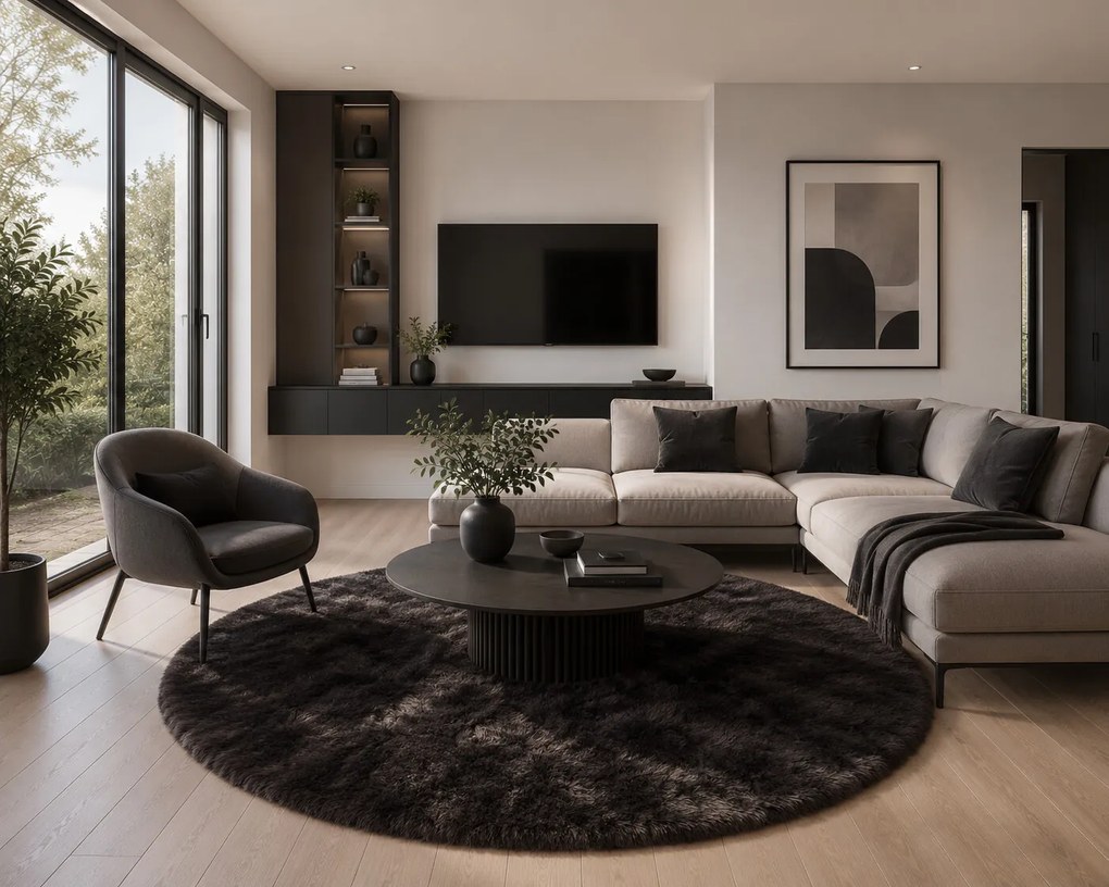 Obsession, Kusový koberec Samba 495 Anthracite kruh, 80x80 (průměr) kruh, šedá, ložnice