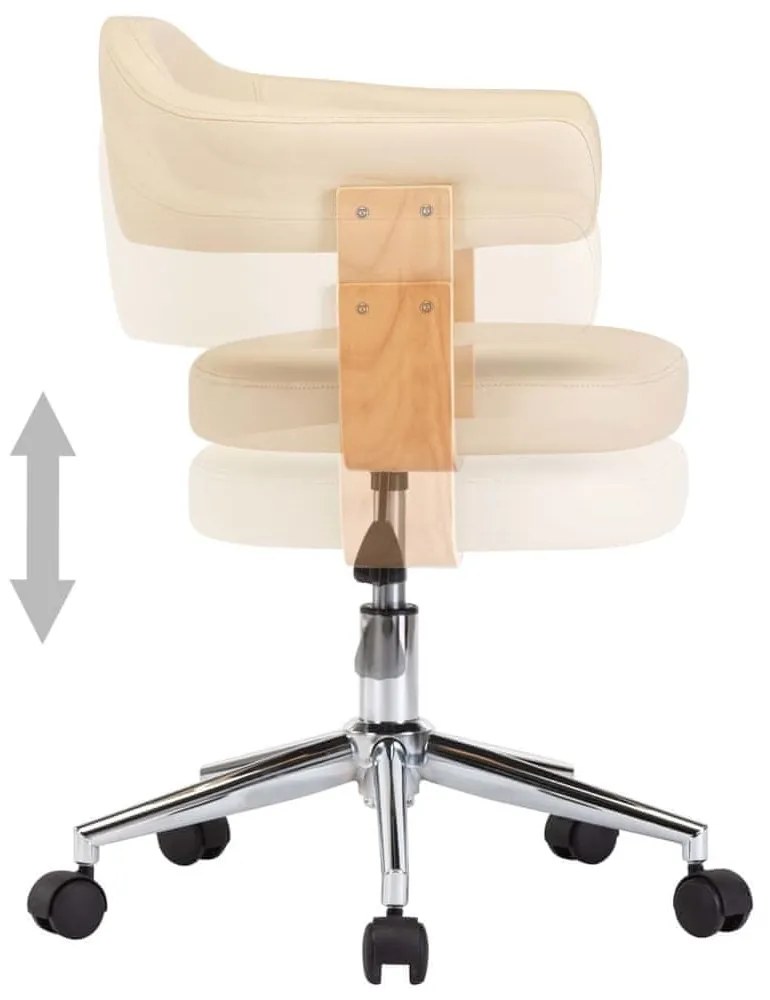 Petromila Otočná kancelářská židle krémová ohýbané dřevo a umělá kůže