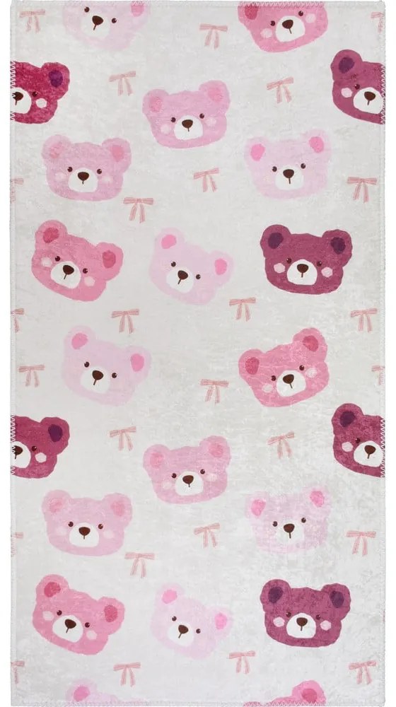 Růžový/slonovinový pratelný dětský koberec 60x100 cm Cute Teddies Pink – Vitaus