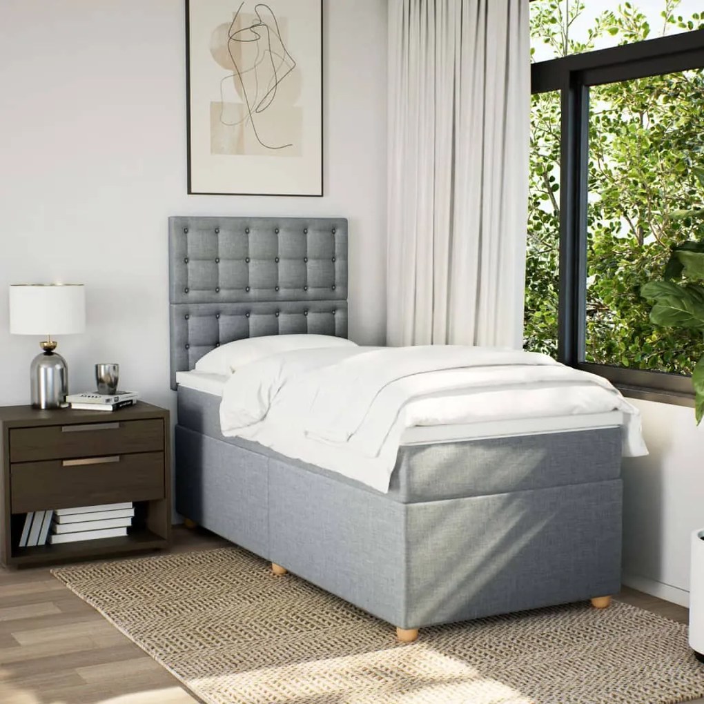 Box spring postel s matrací světle šedá 80 x 200 cm textil 3291121