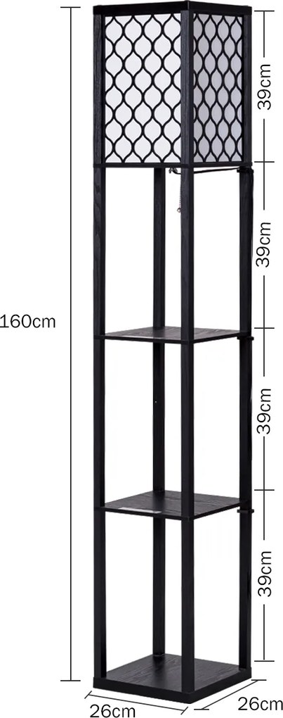 Costway Polička na stojací lampu Moderní interiérové osvětlení s 3 úrovňovou