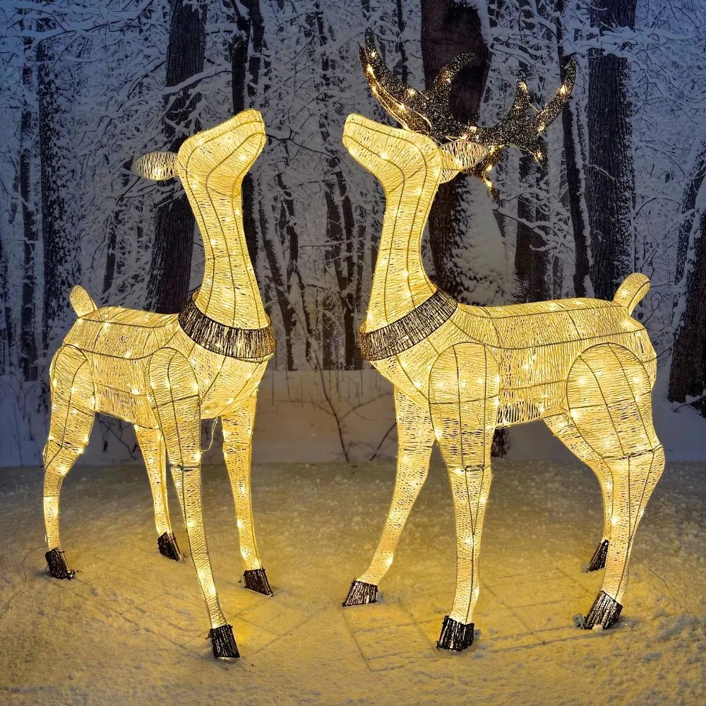 3D LED svítící jelen, 150 cm, teple bílý, 161 diod, IP44 venkovní