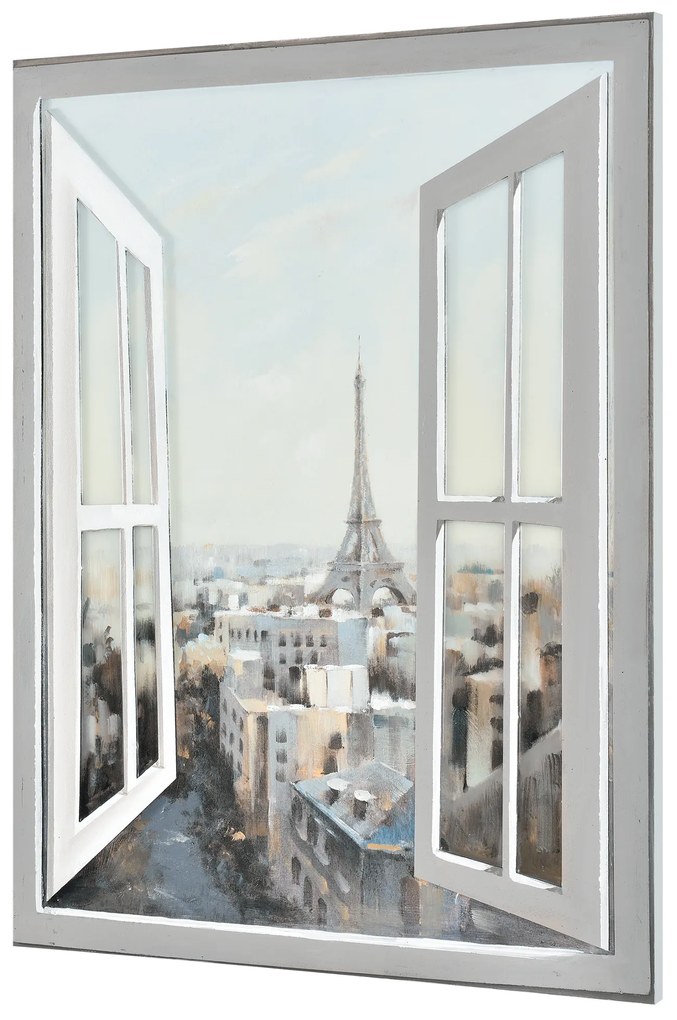 [art.work] Ručně malovaný obraz - výhled z okna 2 (světlý) - plátno napnuté na rámu - 120x90x3,8 cm