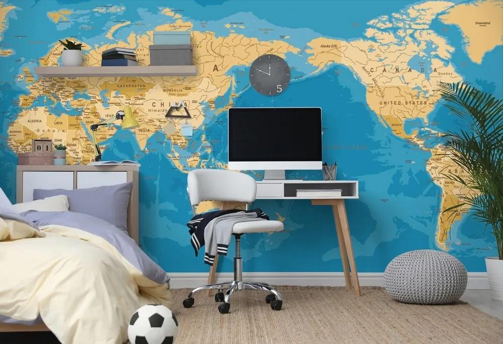 Samolepící tapeta mapa světa v zajímavém provedení - 225x150 cm
