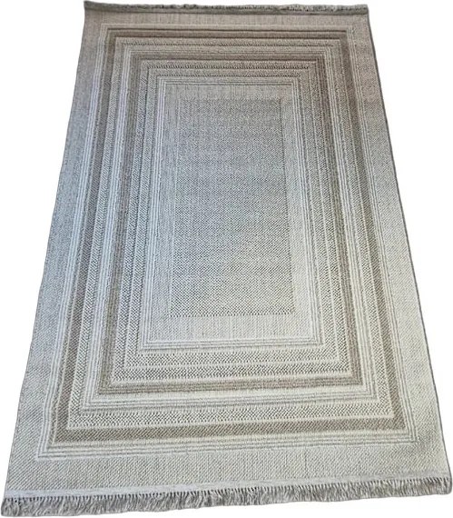 HU Moderní béžový koberec Boho 872-B s motivem obdélníků Rozměr: 60x100 cm