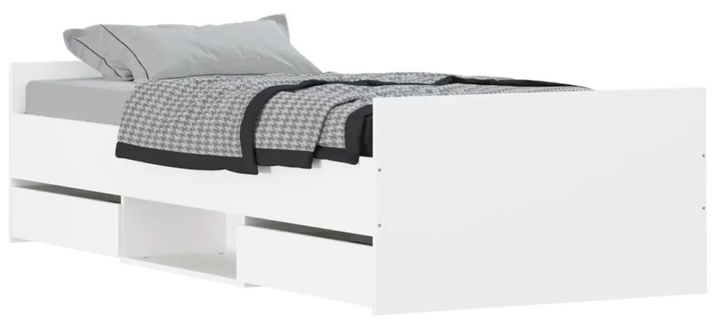 vidaXL Rám postele s hlavovým a nožním čelem bílý 90 x 200 cm