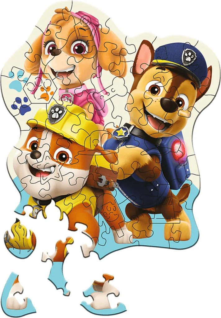 TREFL PUZZLE DŘEVO Legrační Tlapková Patrola 20x24cm tvarované 50 dílků tr20240