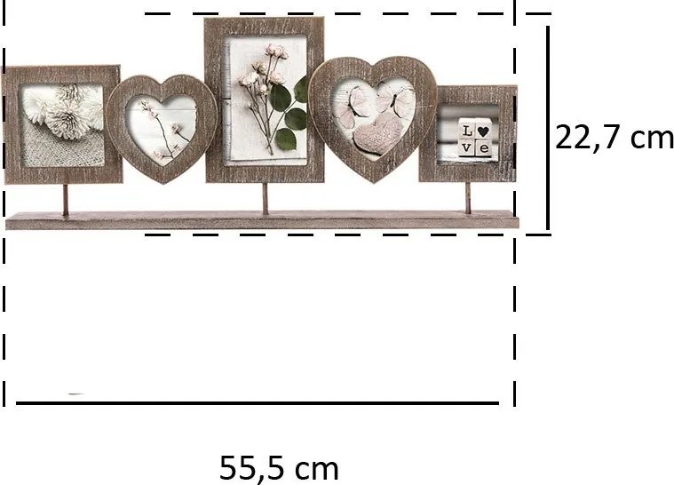 Dřevěný rámeček na pět fotografií, krásný rámeček na fotografie