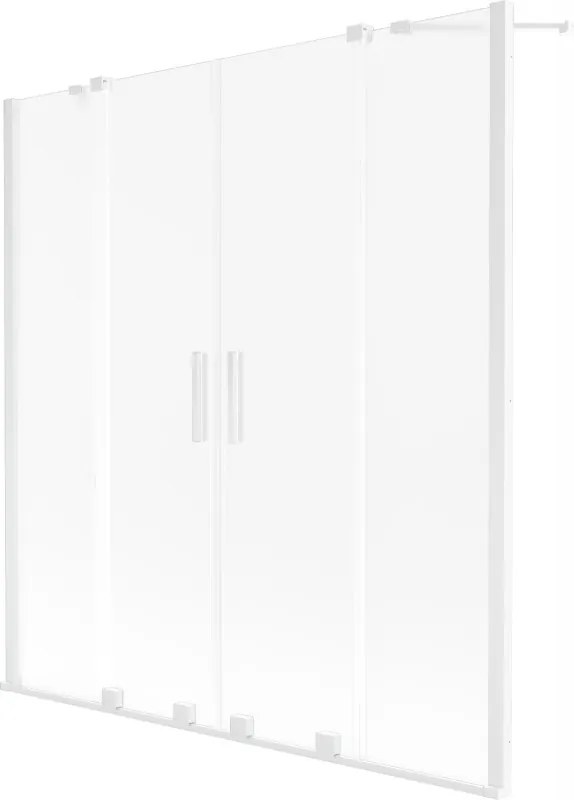 Mexen, Mexen Velar Duo parawan nawannowy 2-skrzydłowy rozsuwany 140 x 150 cm, szron, biały - 896-140-000-32-20
