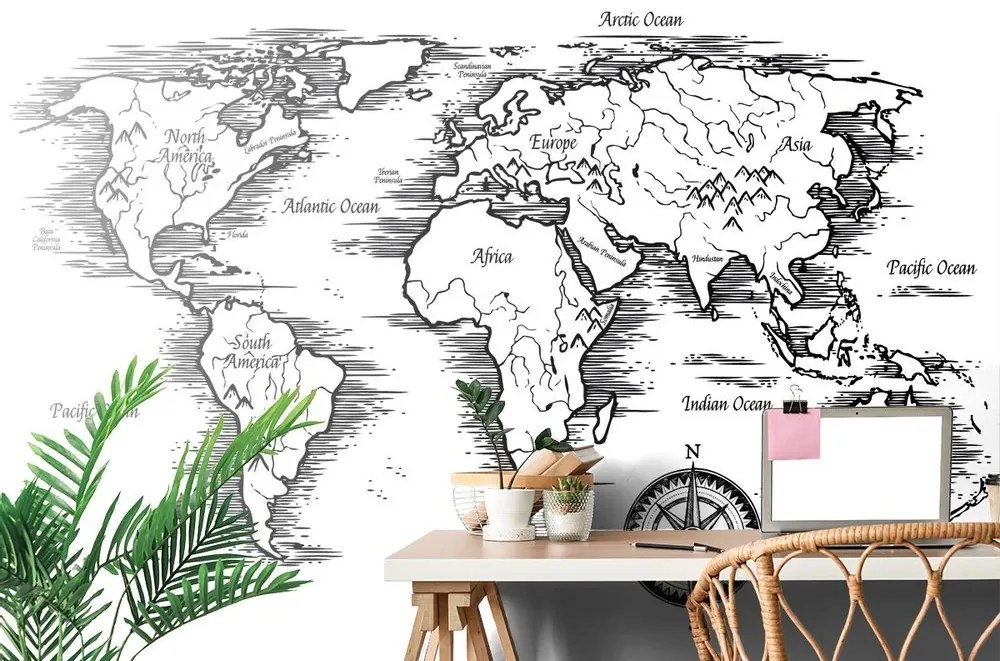 Tapeta mapa světa v nádherném provedení - 300x200 cm