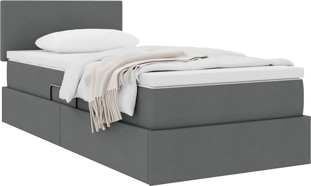 Postel s úložným prostorem a matrací Tmavě šedá 100 x 200 cm 3370426