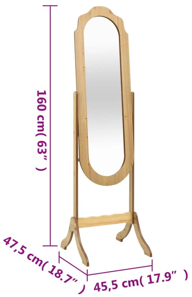 Volně stojící zrcadlo 45,5 x 47,5 x 160 cm kompozitní dřevo - Default Title