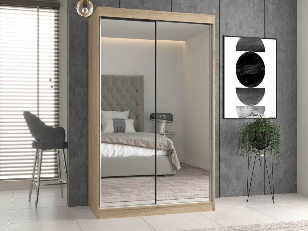 TPS Šatní skříň se zrcadly IGA 120 cm - Dub sonoma