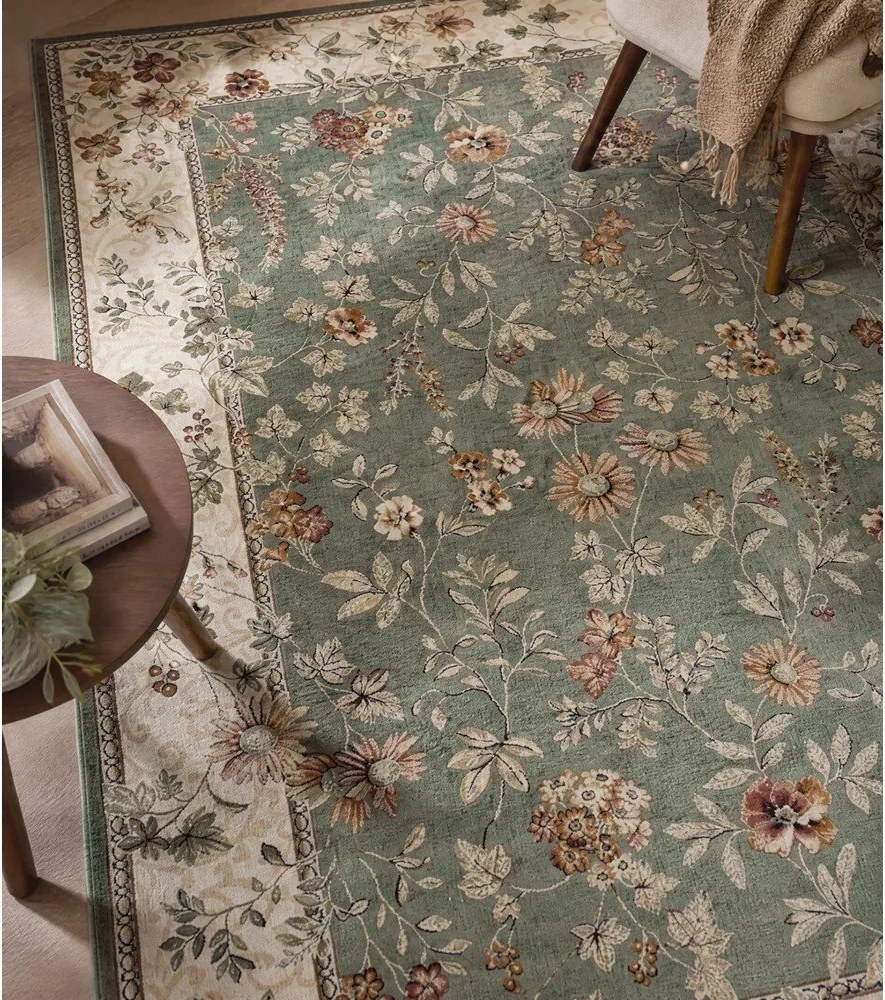 Zeleno-krémový koberec z viskózy 160x230 cm Oriental – Nouristan