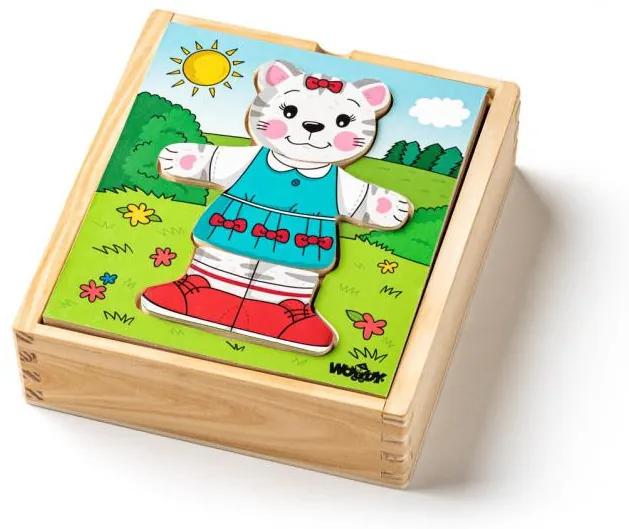 Woody Puzzle šatní skříň Kočička, 18 dílků