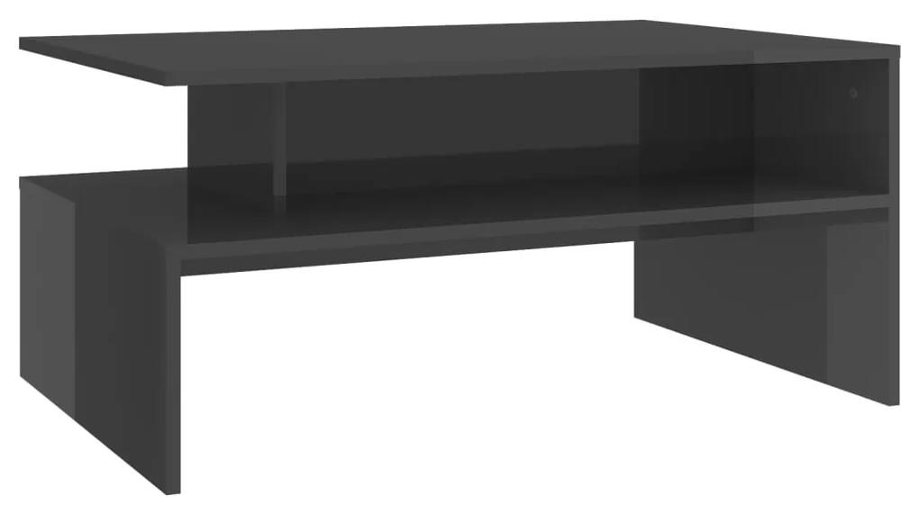 vidaXL Konferenční stolek šedý vysoký lesk 90x60x42,5 cm dřevotříska