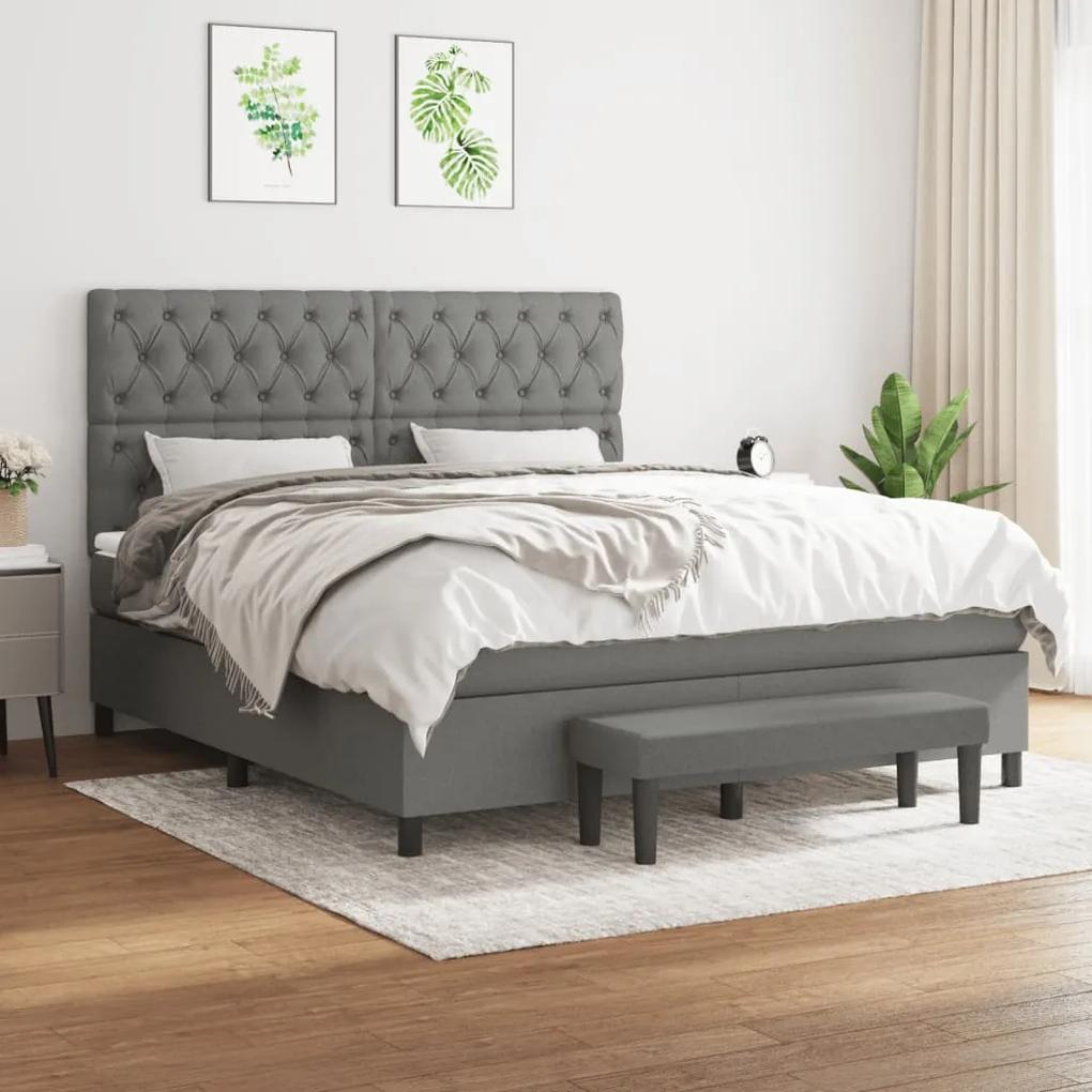 Box spring postel s matrací tmavě šedá 160x200 cm textil,  3136846