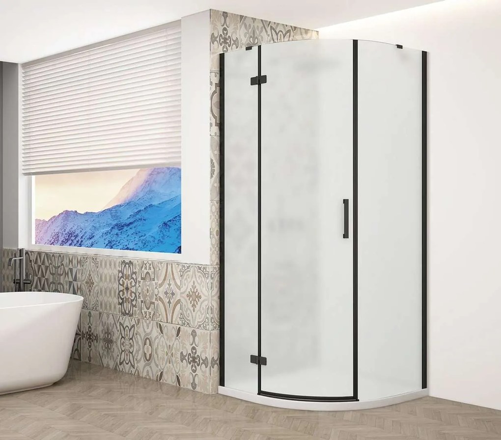 Gelco Trinity - Sprchový kout čtvrtkruhový 90x90 cm, levé, matné sklo/černá GT6590ML-B
