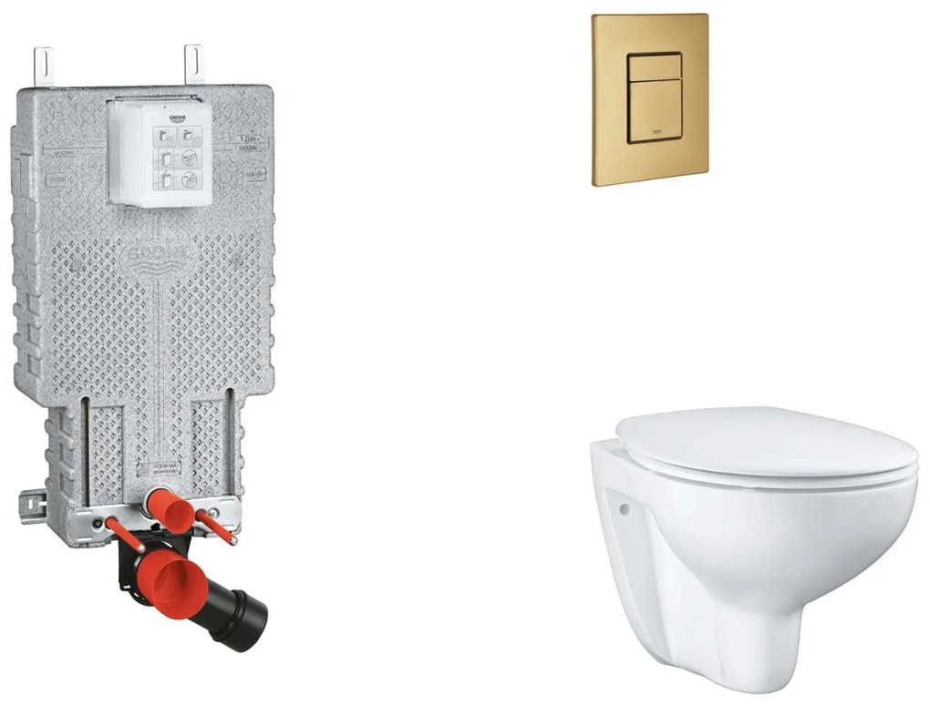 Grohe Uniset - Set předstěnové instalace, klozetu, sedátka SoftClose a tlačítka Skate Cosmopolitan, kartáčovaný Cool Sunrise SANI15BB4101