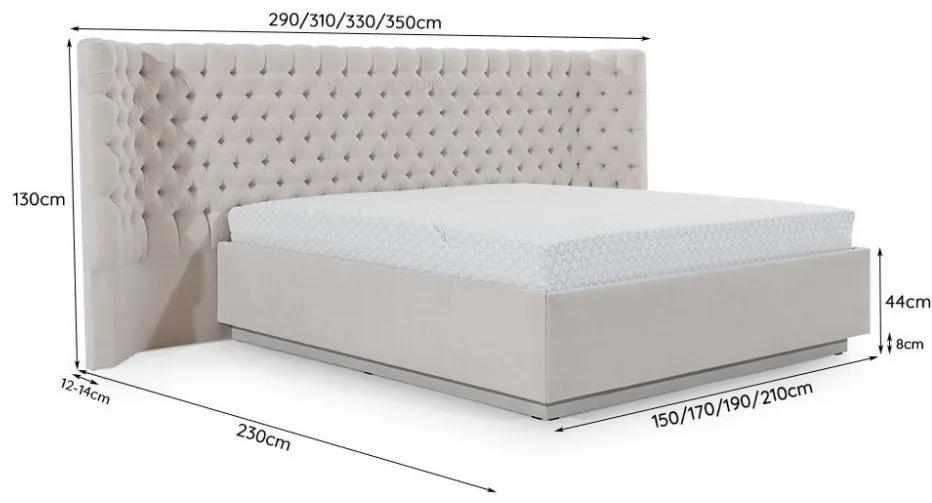Luxusní čalouněná postel PARIS 160x200 cm Monolith 1 Ano přidat pufu