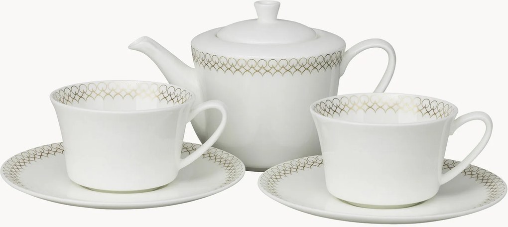 Sada čajového nádobí z kostního porcelánu Jade, 5 dílů