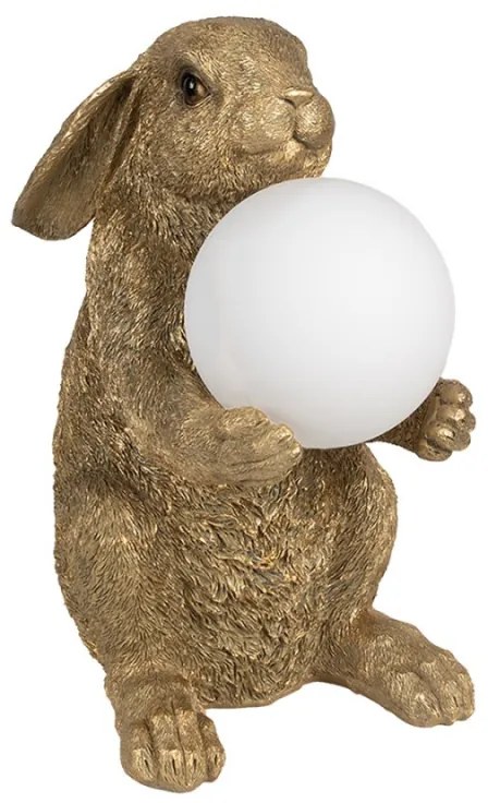 Stolní lampa ve tvaru zlatého zajíčka držícího žárovku – 27x19x35 cm