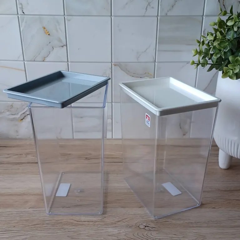 DÓZA NA SUCHÉ POTRAVINY 1 500 ml – vysoká, průhledná | DomaLEP varianta: BÍLÁ