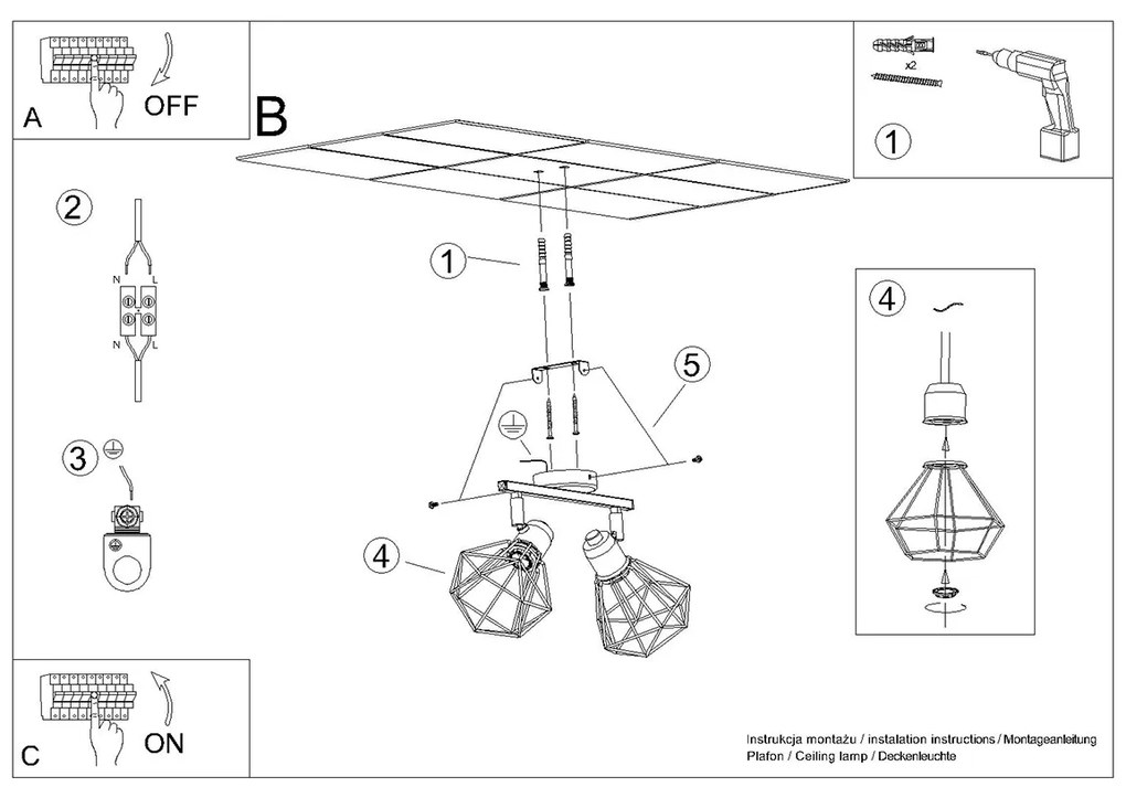 Bodové svítidlo Artemis, 2x černé drátěné stínítko, (možnost polohování)