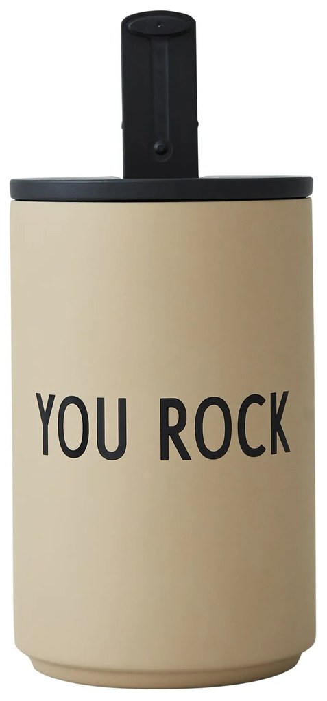 DESIGN LETTERS Termo hrnek You Rock 350 ml, béžová barva