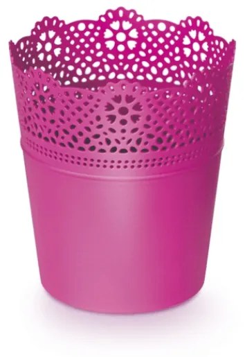 PROSPERPLAST Květináč - LACE Průměr: 11,2 cm, Barva: fuchsie