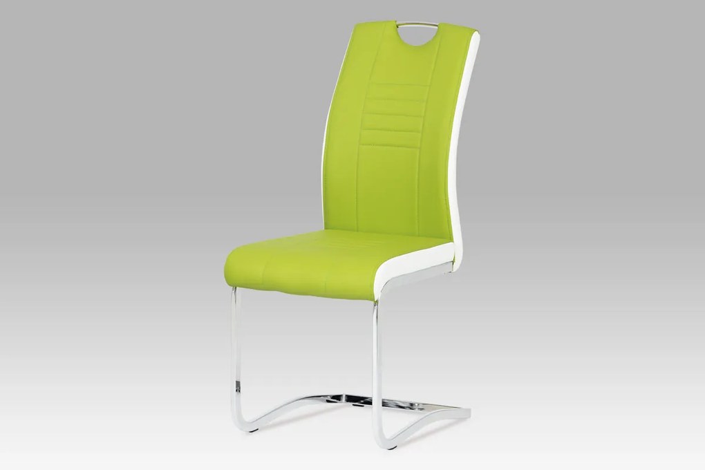 Jídelní židle koženka limetková s bílými boky DCL-406 LIM AKCE