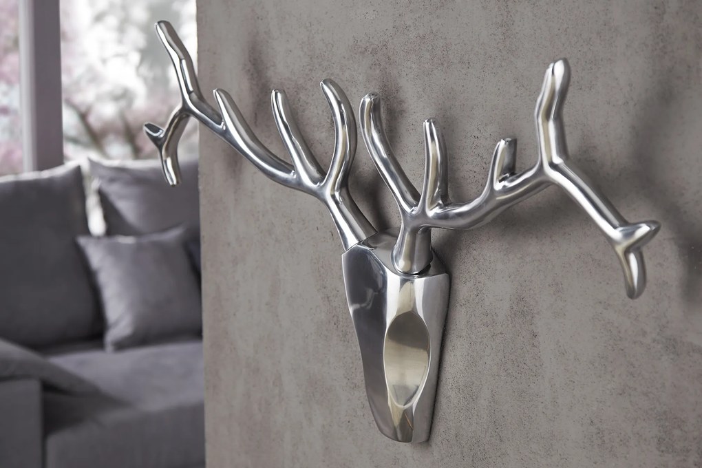 Dekorace Antlers, 90 cm, stříbrná