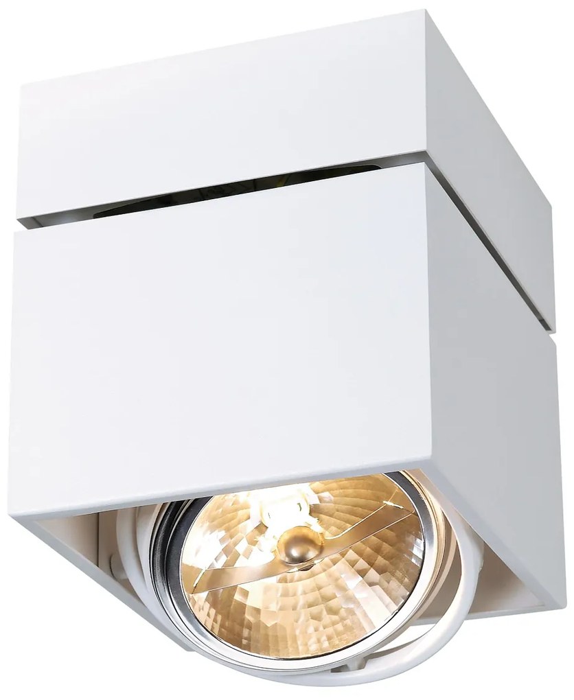 SLV 117121 Kardamod, bílé stropní hranaté svítidlo s integrovanou bodovkou, 1x75W G53, 15x15cm
