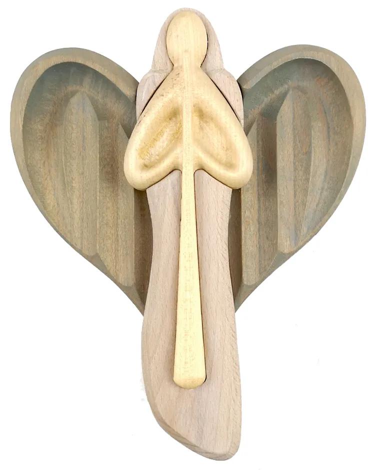 AMADEA Dřevěný anděl modlící se, barevný, masivní dřevo, 22x15x2 cm