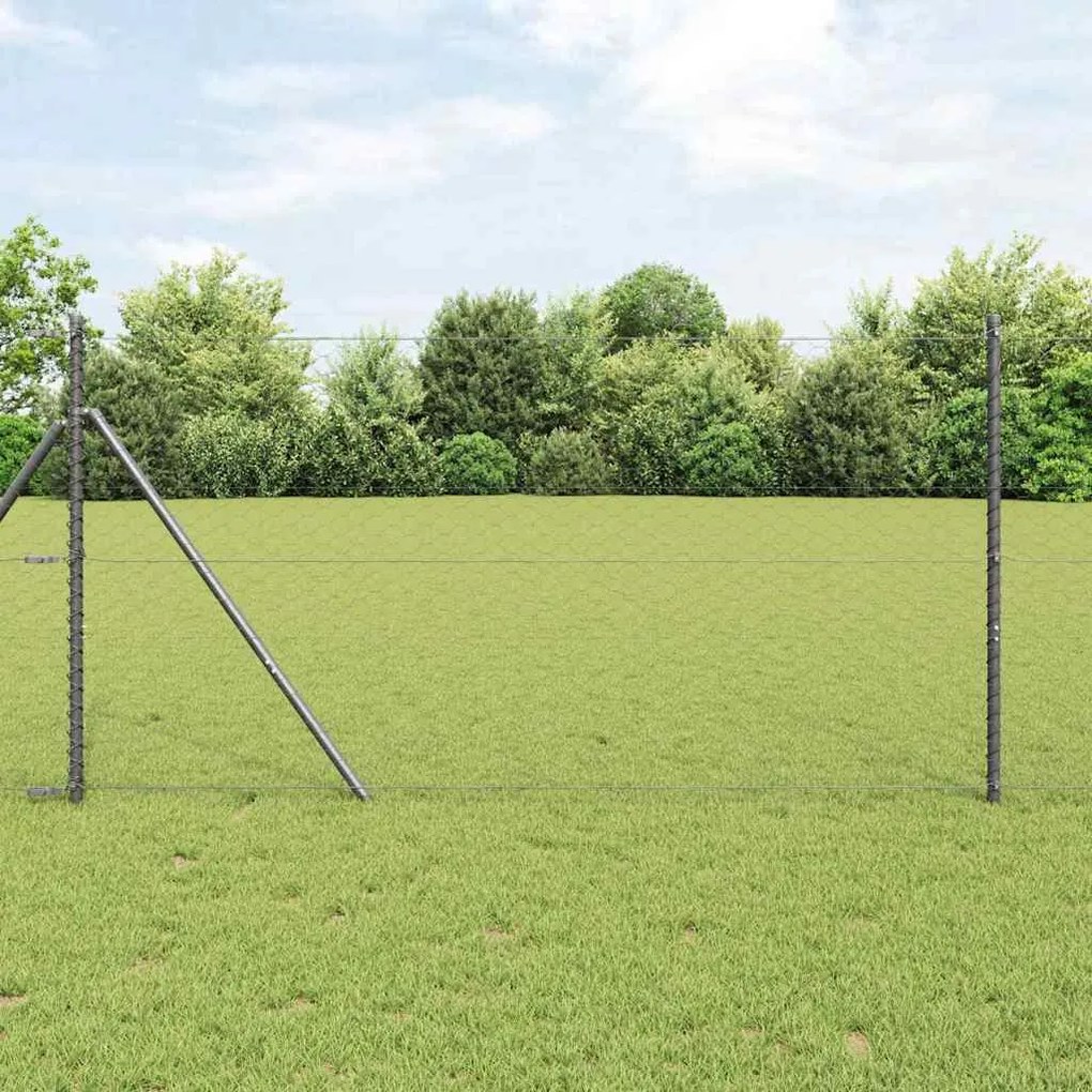 Hexagonální kotvení plotu 25 x 1,2 m Ocel potažená PVC Šedá 3352820