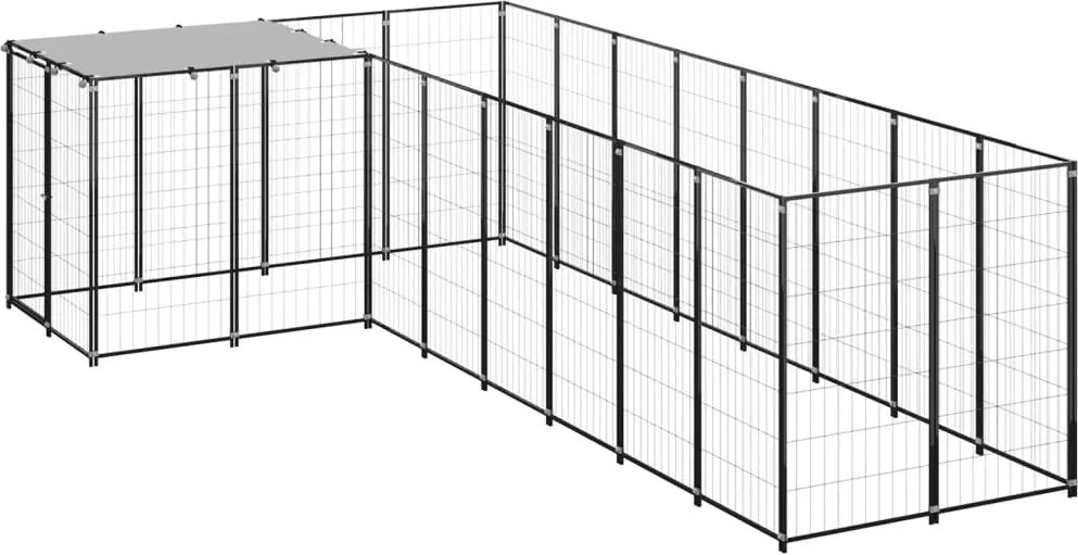 vidaXL Psí kotec 6,05 m² ocel [3082231] Barva: Stříbrná