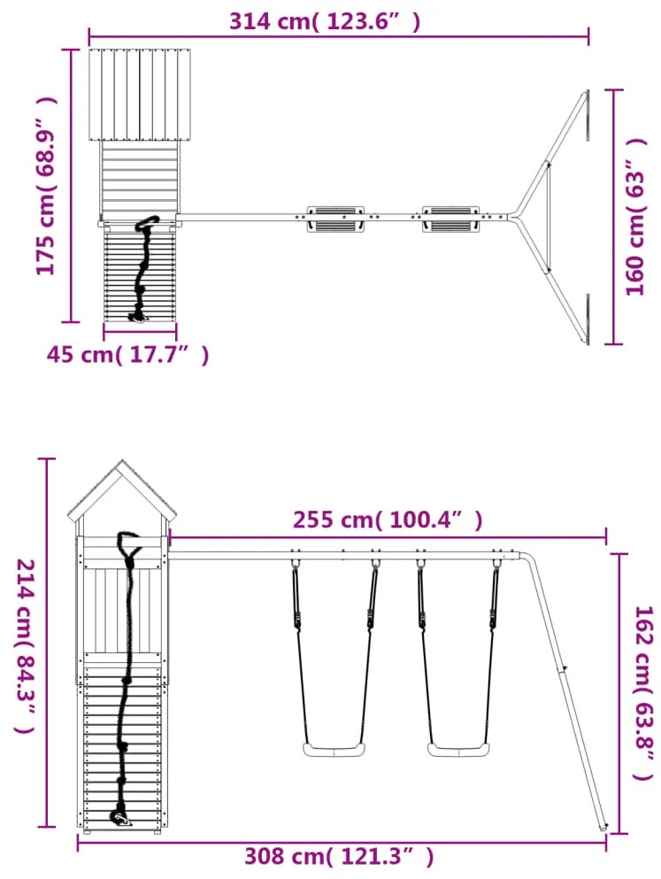 vidaXL Dětské hřiště na zahradu impregnované borové dřevo