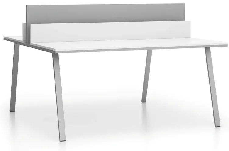 Kancelářský psací stůl DOUBLE LAYERS, s přepážkami, bílá / šedá