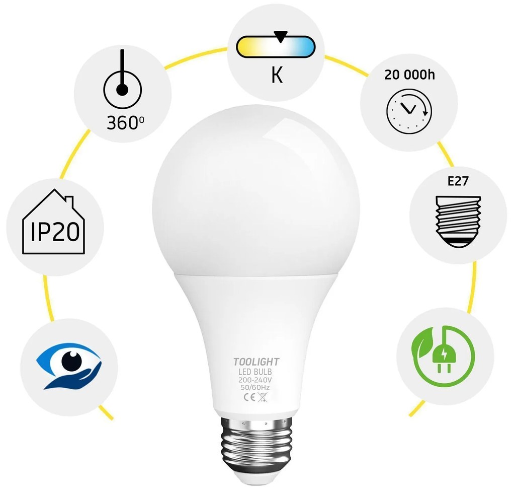 Toolight Toolight, LED žárovka E27, 15W, 1125lm, 3000K teplá, RSL029, OSW-20014