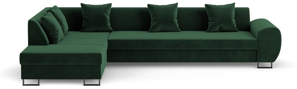 KOOKO HOME Rohová rozkládací sametová pohovka s úložným prostorem Calmato XL levý roh