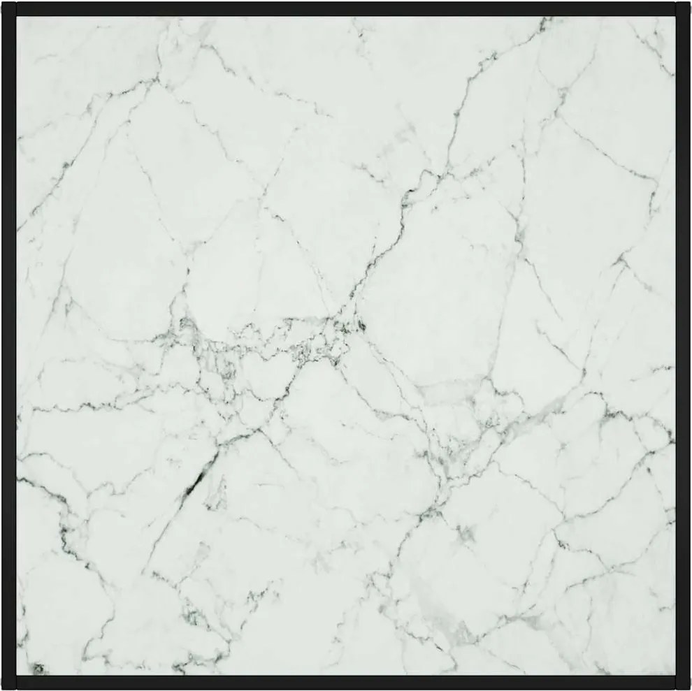 Konferenční stolek černý s bílým mramorovým sklem 90x90x50 cm 322913