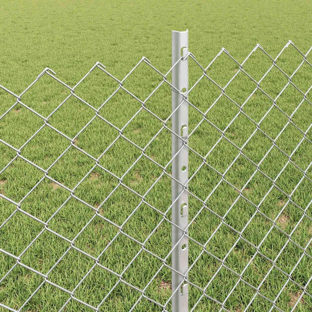 Plot s řetězovým odkazem a sloupkem 10 x 0,8 m Pozinkovaná ocel 3336287