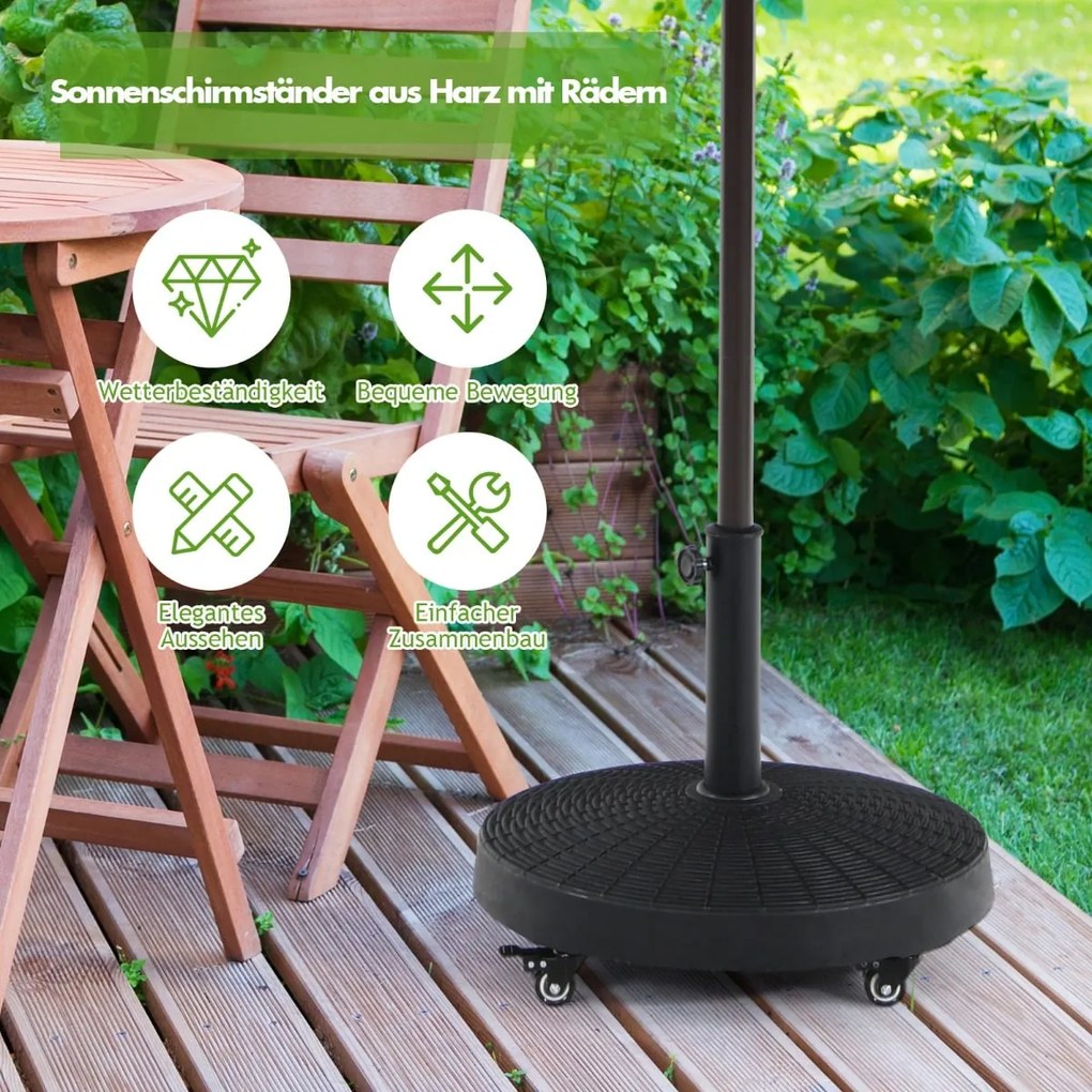 Costway 23 kg stojan na slunečník s kolečky Φ52 cm stojan na deštníky kulatý