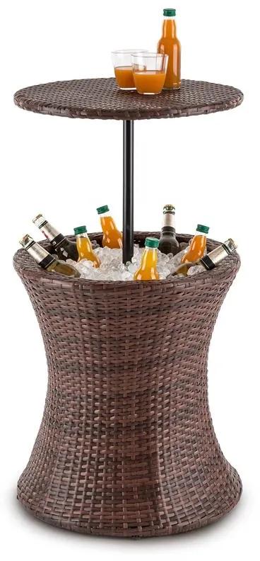 Beerboy, zahradní stůl, chladič nápojů, Ø 50 cm, polyratan, dvoubarevný hnědý