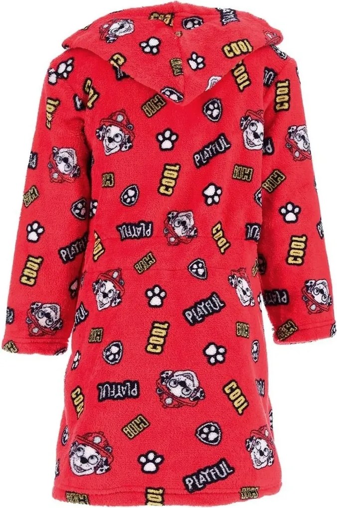 Dětský / chlapecký coral fleece župan s kapucí Tlapková patrola - Paw Patrol - motiv Marshall, EU 98 Červená