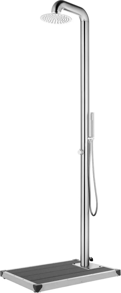 Zahradní sprcha s šedou základnou 230 cm nerezová ocel 3070784